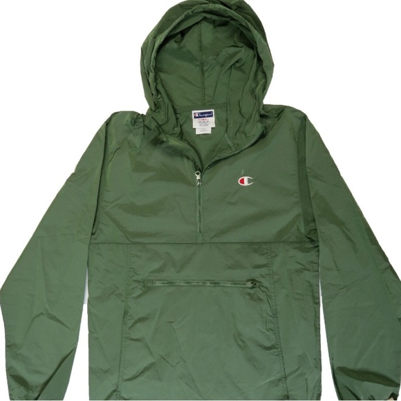 Champion | Jackets & Coats | Champion Green Windbreaker Jacket Half Zip ...